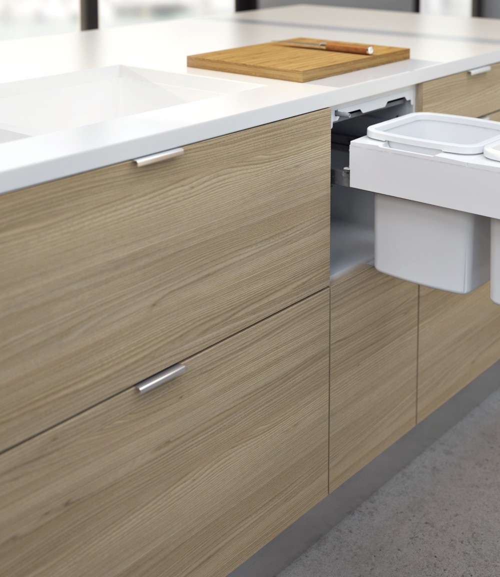 Concelo 2 x 13L Bucket, Door Pull, White Kitchen Bin - Hideaway Bins