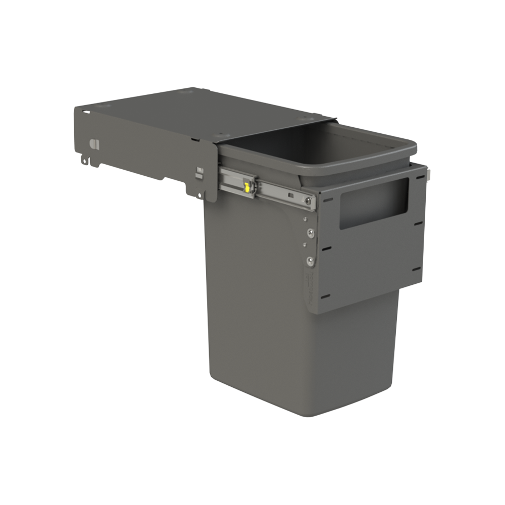 1 x 20L Bucket, Door Pull, Cinder - Hideaway Bins
