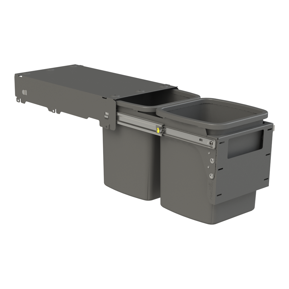 Hideaway Compact 2 x 13L Bucket, Door Pull, White - Hideaway Bins